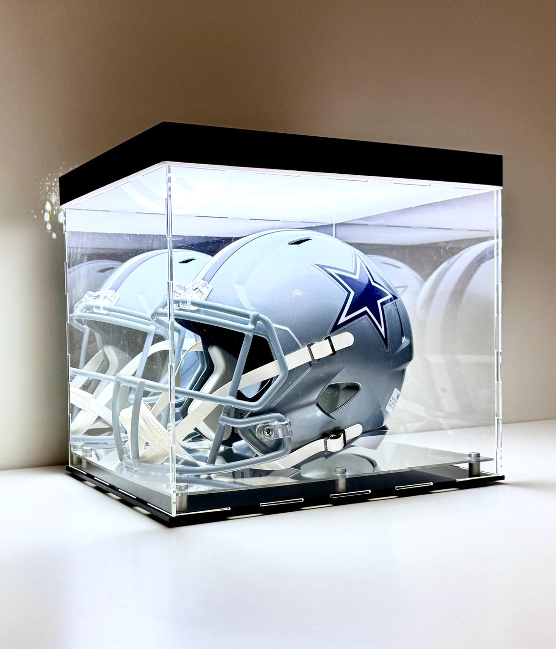 LED Top Light Full Size Football Helmet Display Case With Mirror Base ...