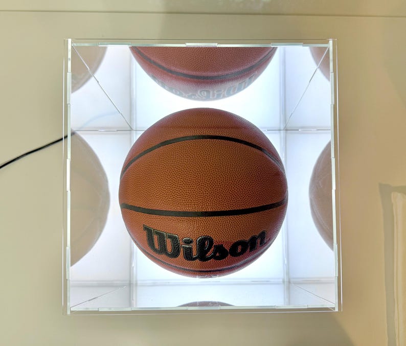 Basketball LED Bottom Display Case With LED Base & Mirror Back - Free ...