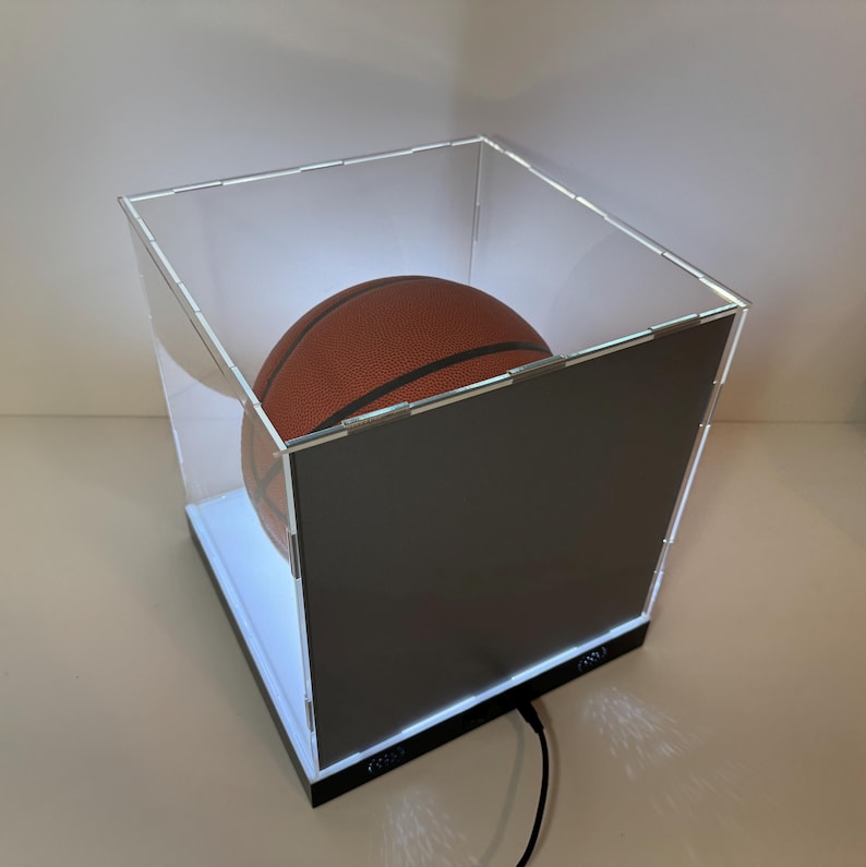 Basketball LED Bottom Display Case With LED Base & Mirror Back - Free ...