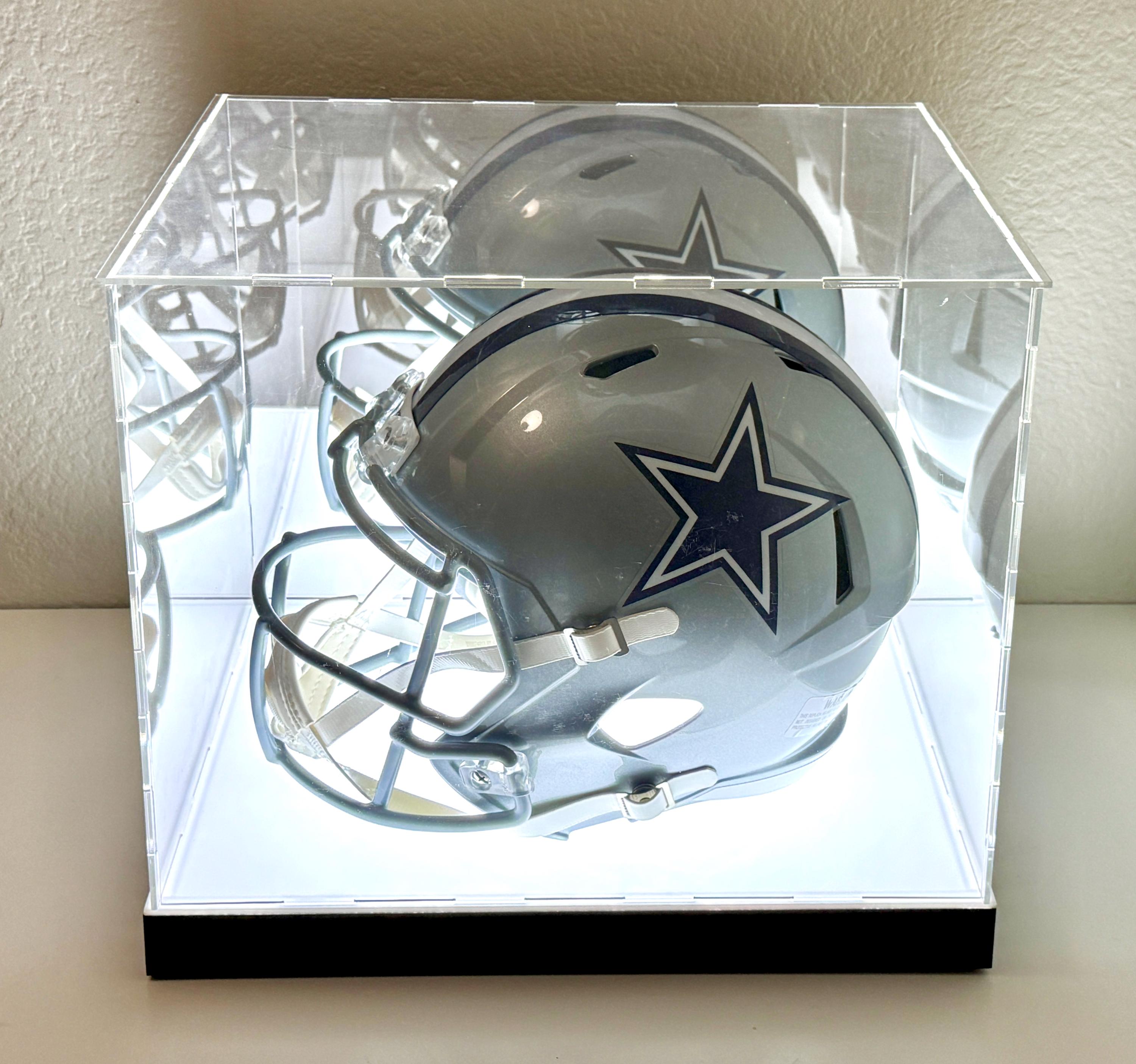 LED Light Bottom Base Full Size Football Helmet Display Case With ...
