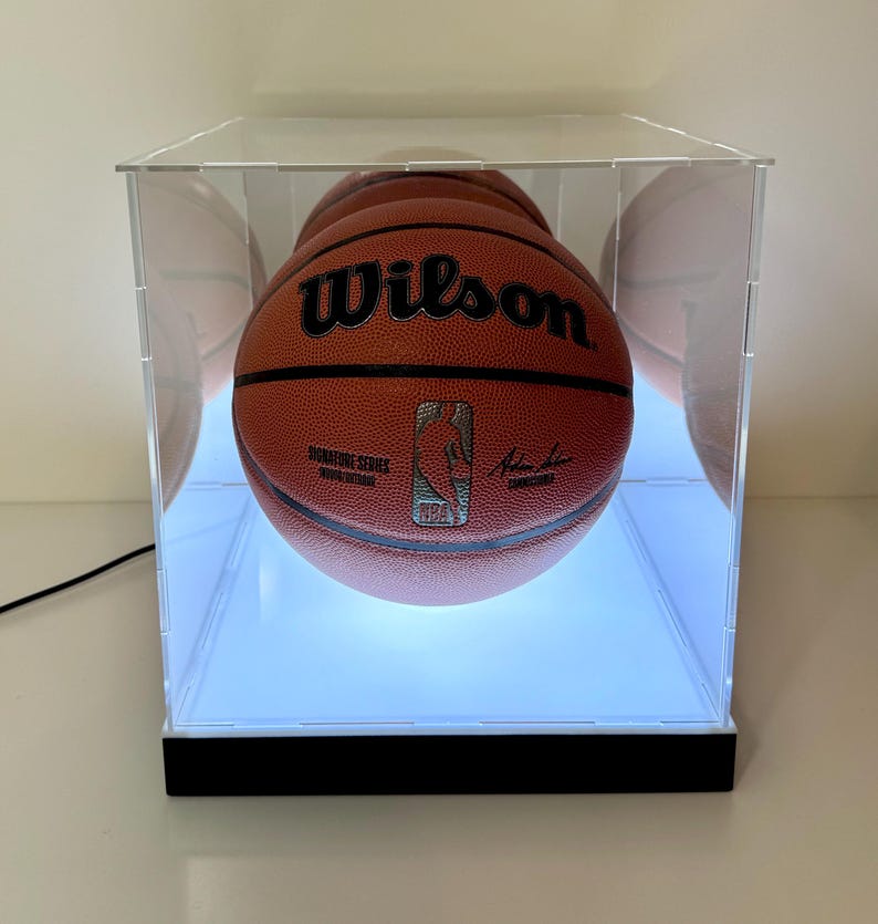 Basketball LED Bottom Display Case With LED Base & Mirror Back - Free ...