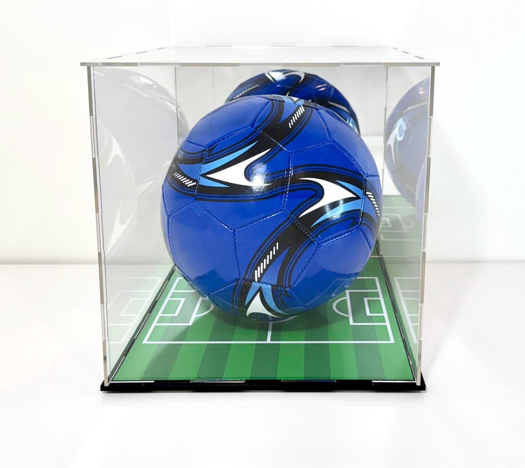 Soccer Ball Display Case With Back Mirror and Acrylic Green Field ...