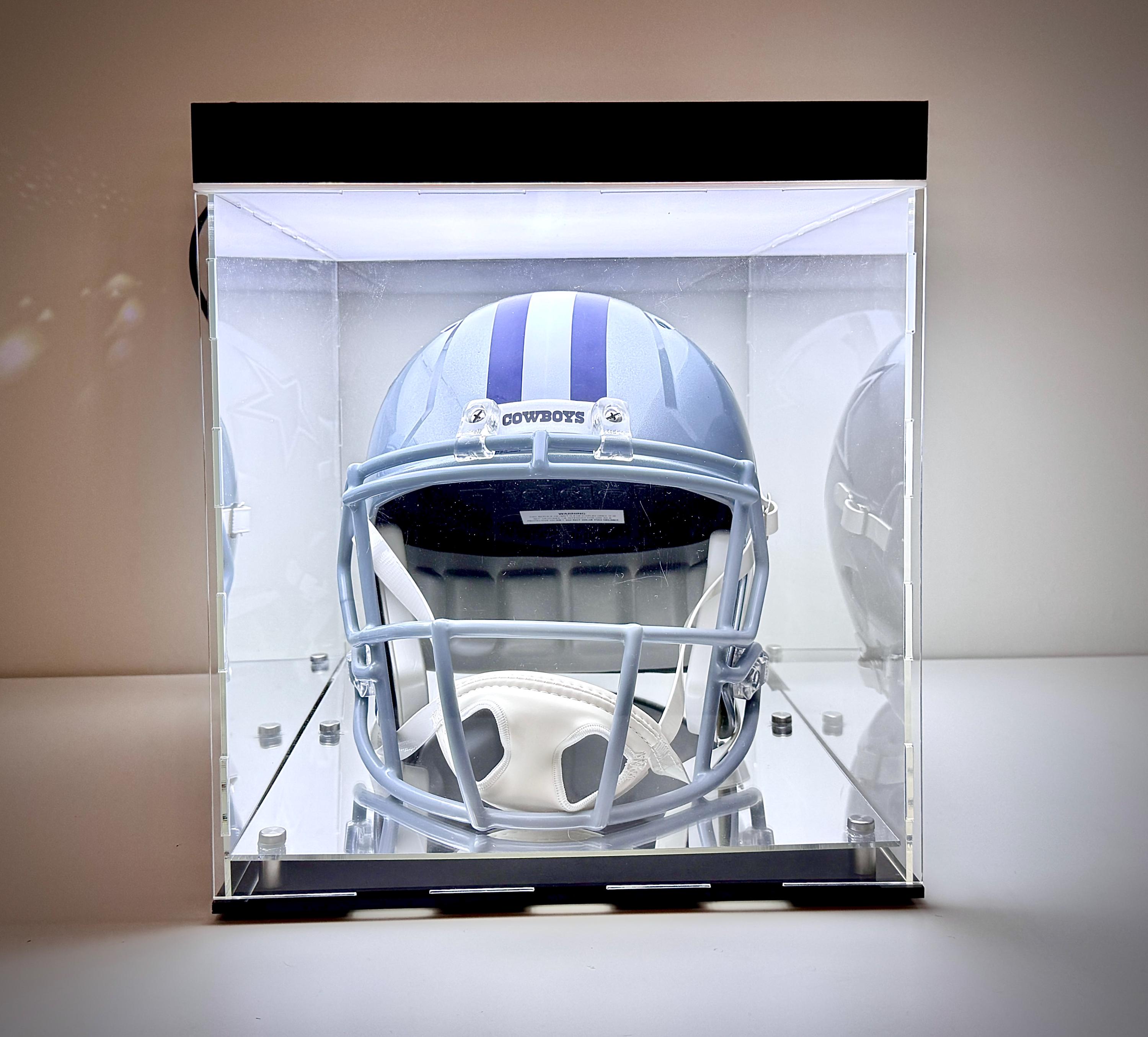 LED Top Light Full Size Football Helmet Display Case With Mirror Base ...
