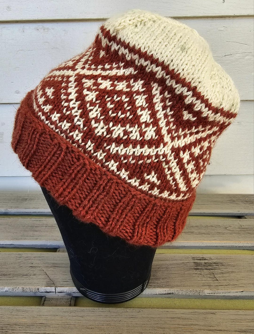 Scandinavian-style Colorwork Wool Hat Using the Traditional X and O ...