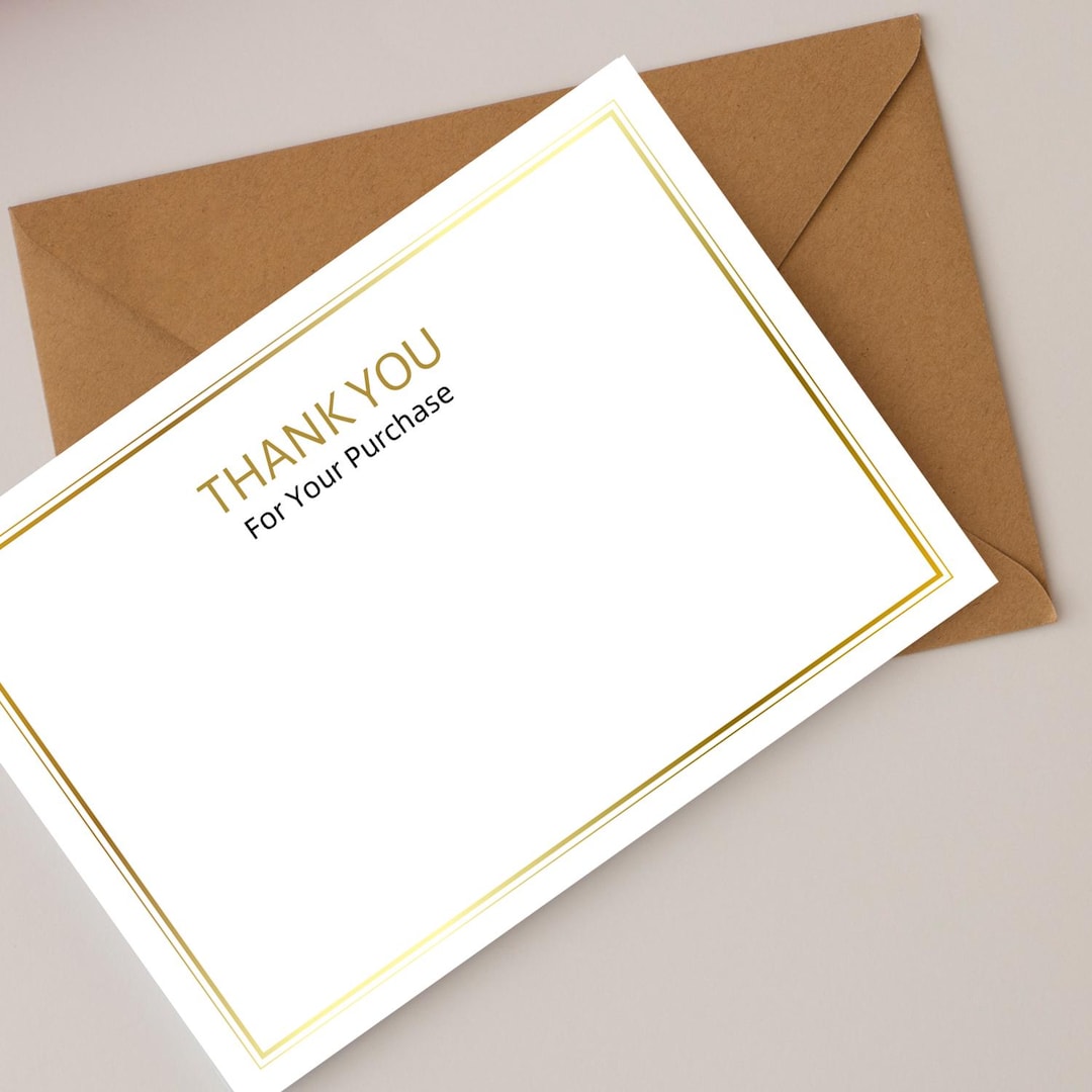 Thank You Note Card Instant Downloadable Gold Modern Thank You Note ...