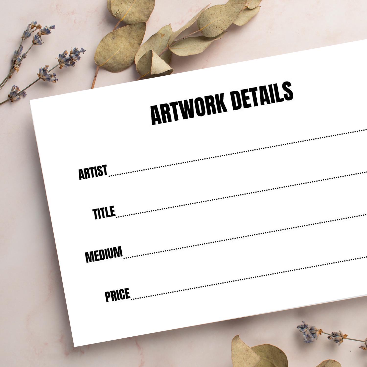 Art Exhibition Wall Labels Display Card Artists Wall Labels Instant ...