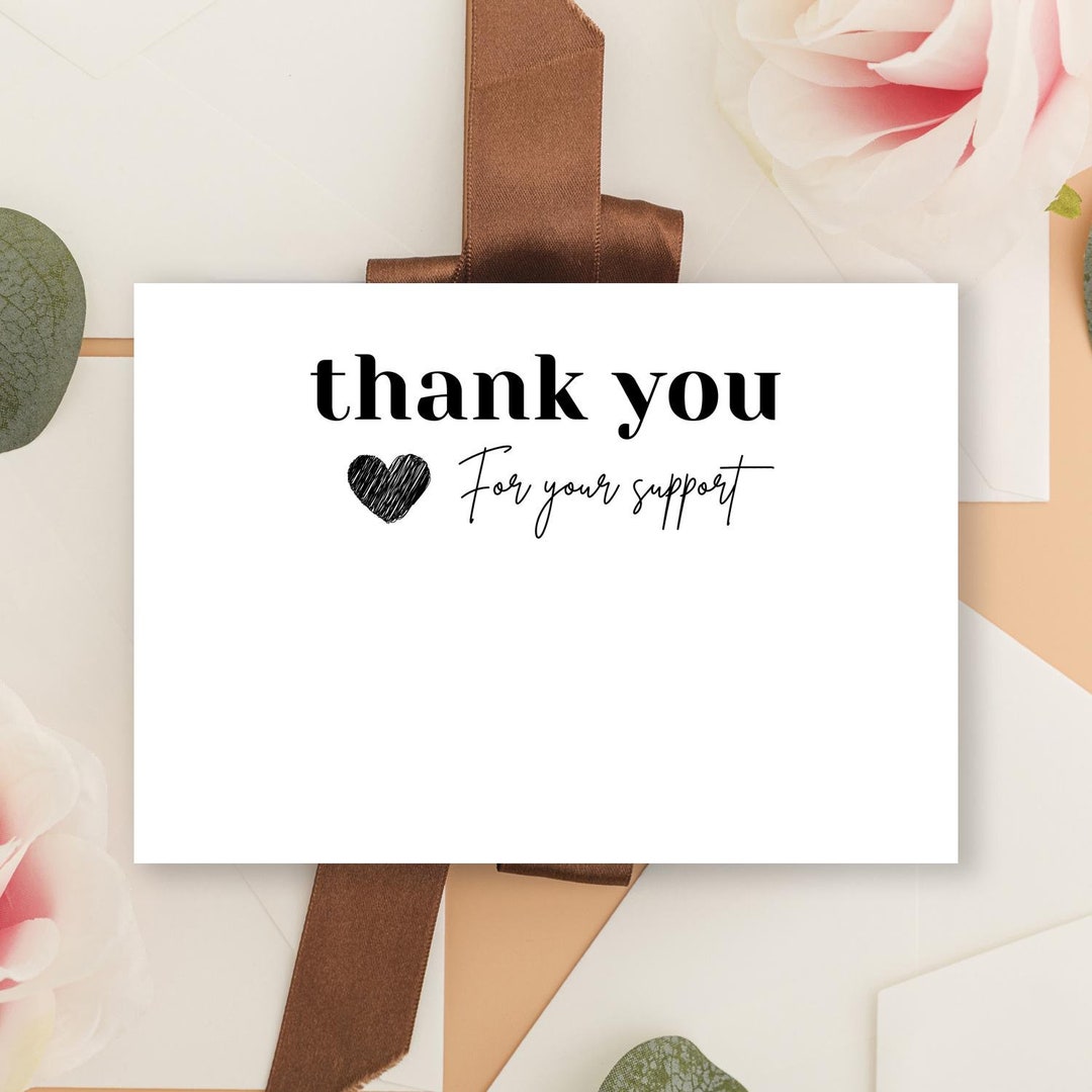 Thank You Note Stationery Digital Printable Thank You for Your Support ...