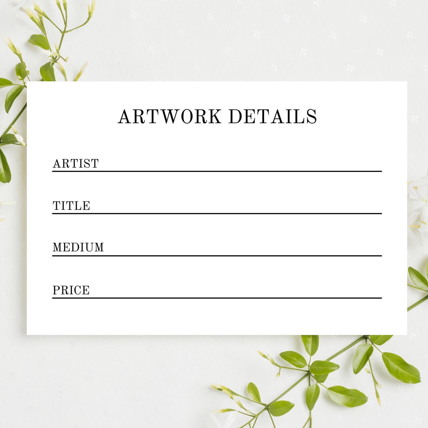 Art Exhibition Label Museum Display Cards Printable Artist Wall Labels ...