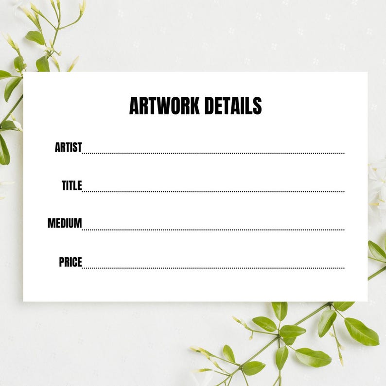 Art Exhibition Wall Labels Display Card Artists Wall Labels Instant ...