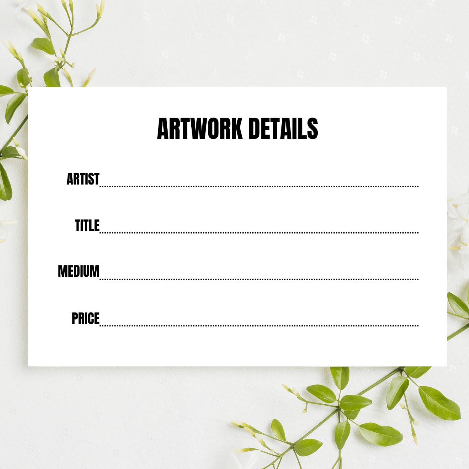 Art Exhibition Wall Labels Display Card Artists Wall Labels Instant ...