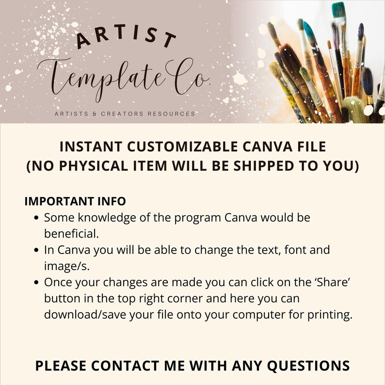 Certificate of Authenticity Customizable Canva Template Artist ...