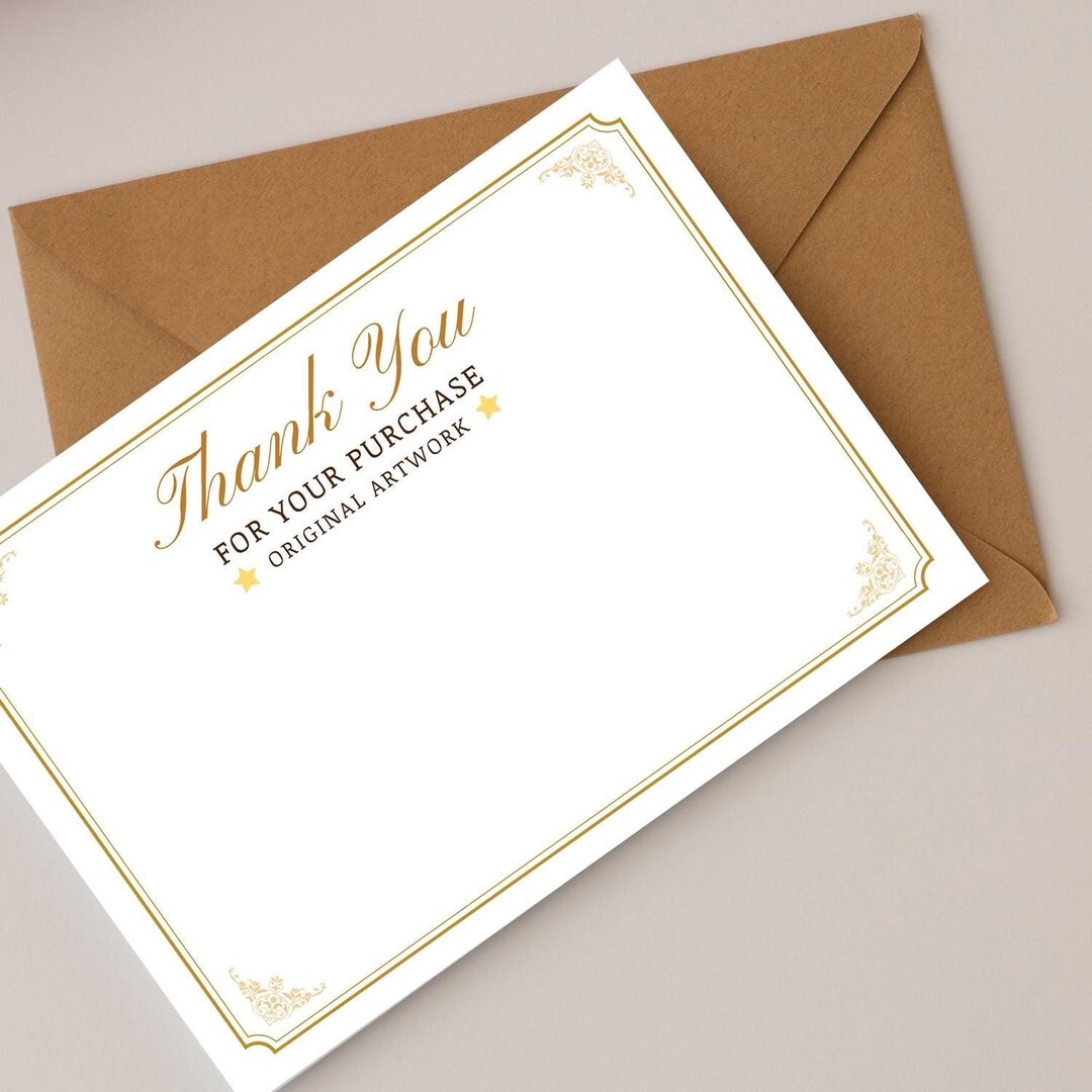 Thank You Note Card for Artists. Instant Downloadable. Original Art ...