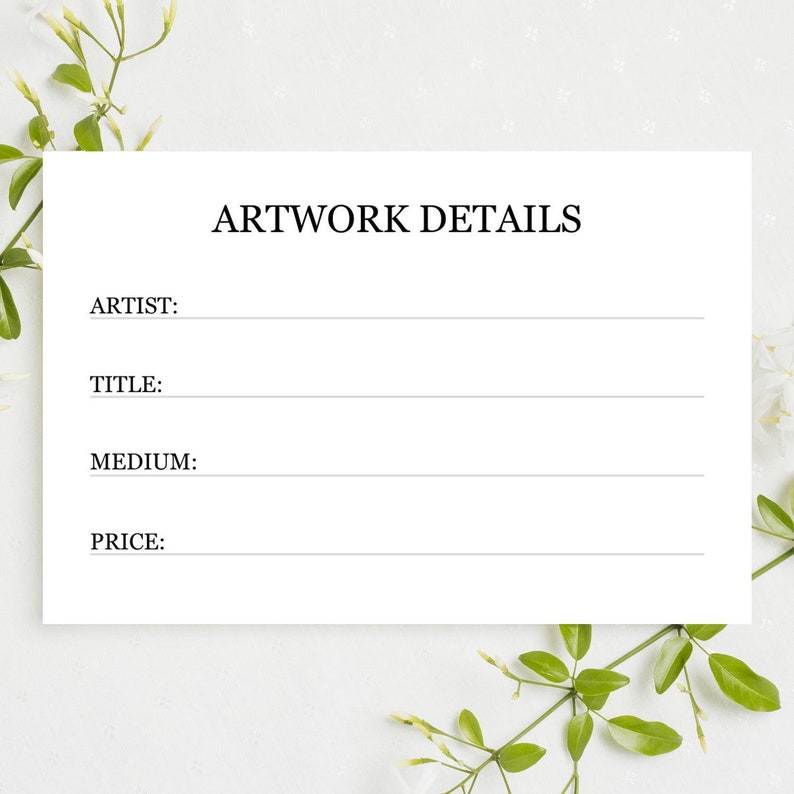 Artist Exhibition Wall Labels Display Card Artists Wall Labels Instant ...