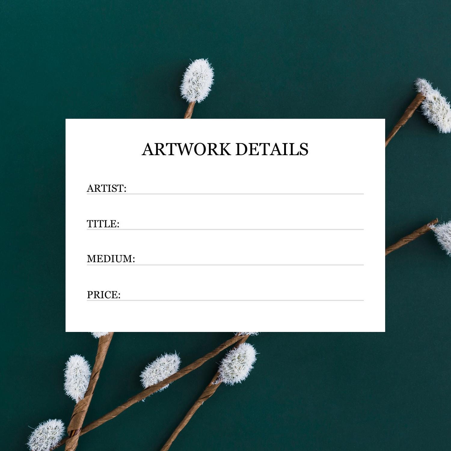 Artist Exhibition Wall Labels Display Card Artists Wall Labels Instant ...