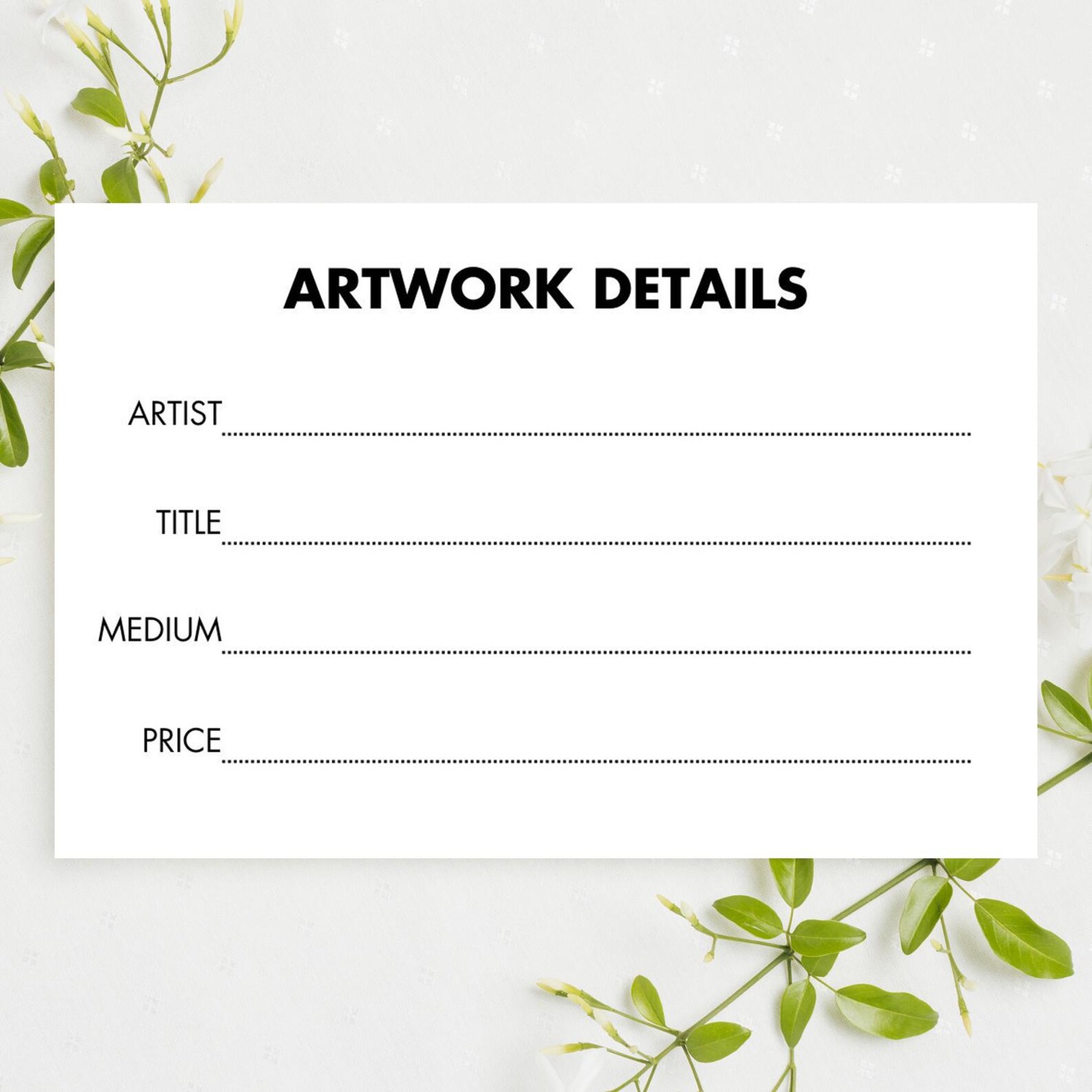 Art Exhibition Wall Labels Display Card Artists Wall Labels Instant ...