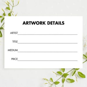 Art Exhibition Wall Labels Display Card Artists Wall Labels Instant ...
