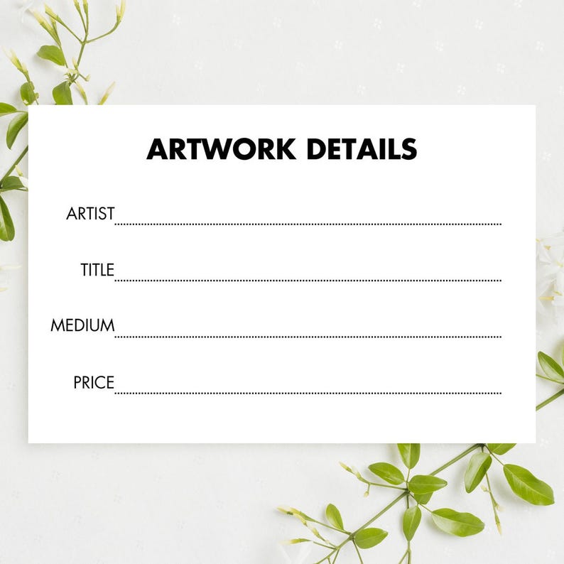 Art Exhibition Wall Labels Display Card Artists Wall Labels Instant ...