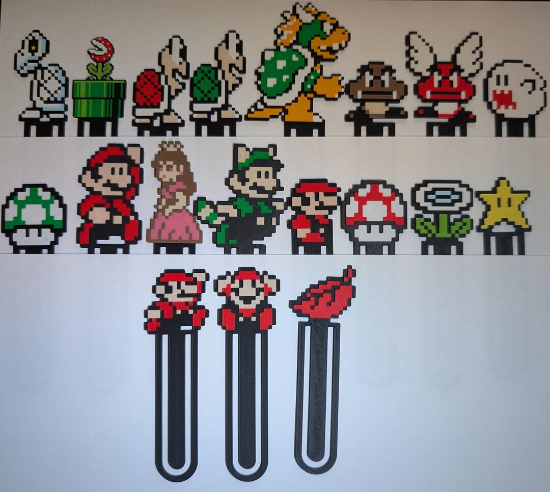 3d-printed Bookmarks (mario-inspired) – Unique Book Lover Gift, Gamer ...