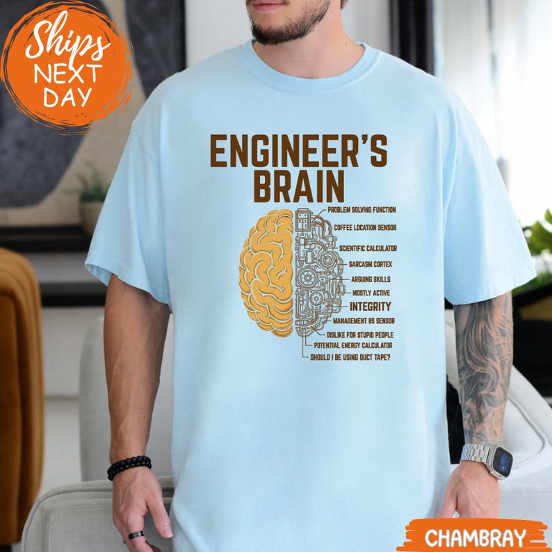 Engineers Brain Shirt Funny Engineering Gift, Engineer Tee Men Women ...