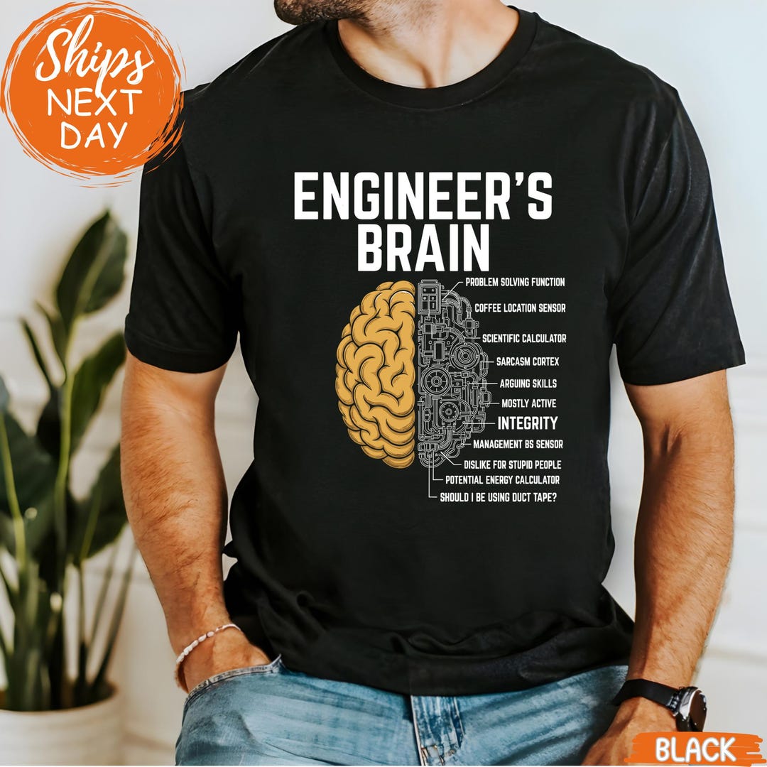 Engineers Brain Shirt Funny Engineering Gift, Engineer Tee Men Women ...