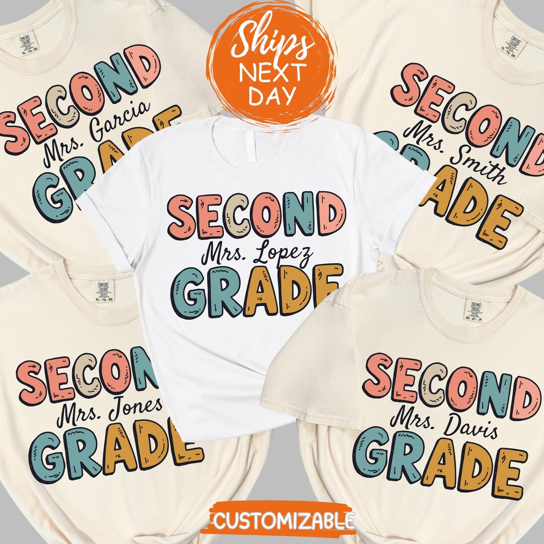 Custom 2nd Grade Teacher Shirt, Personalized Second Grade Classroom ...