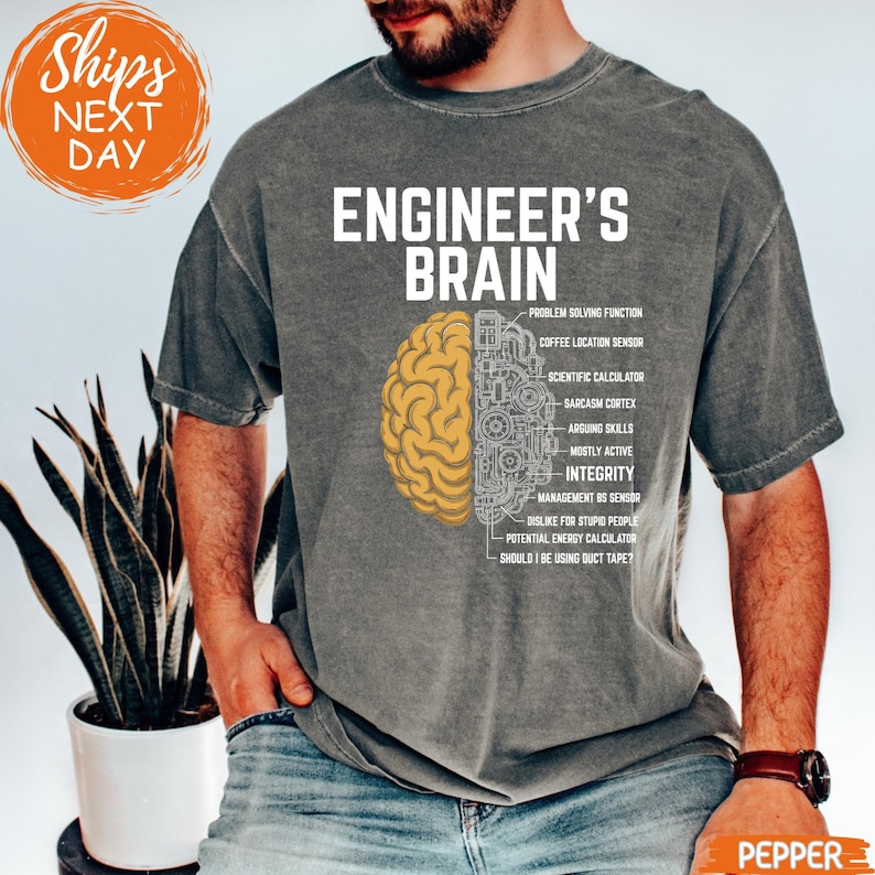 Engineers Brain Shirt Funny Engineering Gift, Engineer Tee Men Women ...