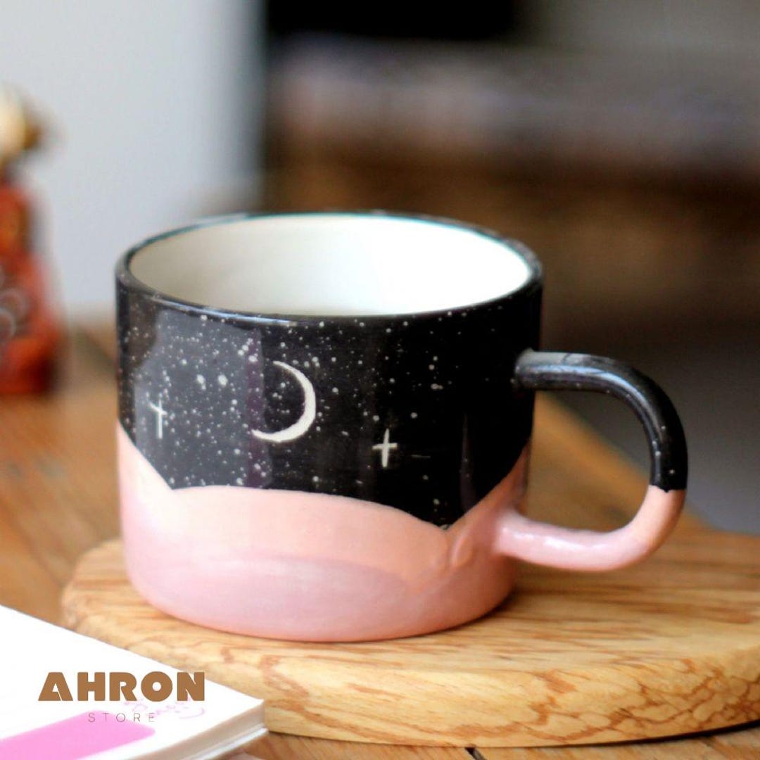 Handmade Crescent Moon Mug Ceramic Coffee Tea Mug Unique Moon Design ...
