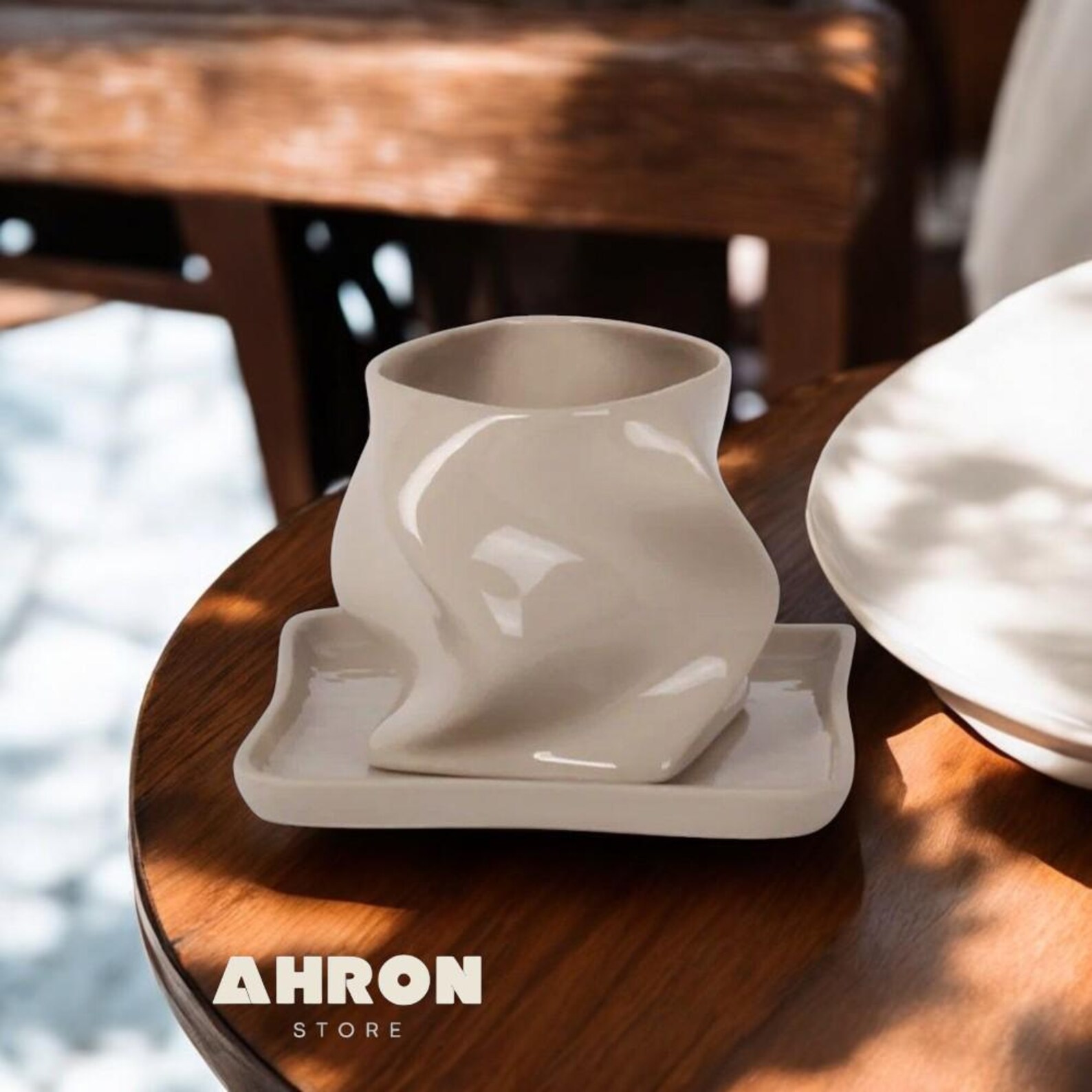 Patara Turkish Coffee Cup and Square Plate Set - Unique Handcrafted ...