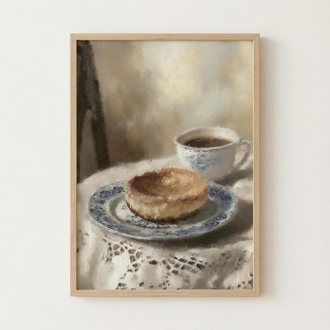 Quiet Morning Ritual Still Life | Painterly Blue China Kitchen Art ...