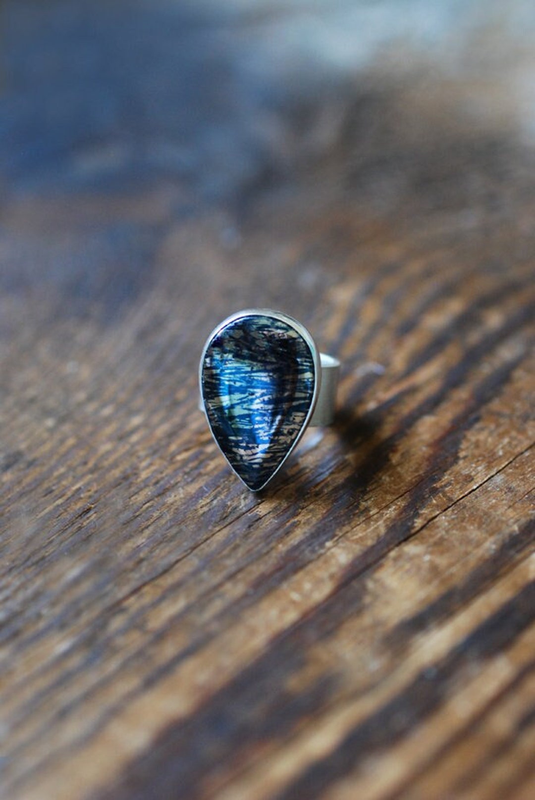 Mirror Mirror Covellite Pear Ring - Etsy