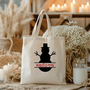 Personalised Snowman Tote Bag, Snowman Christmas Tote Bag, Christmas ...