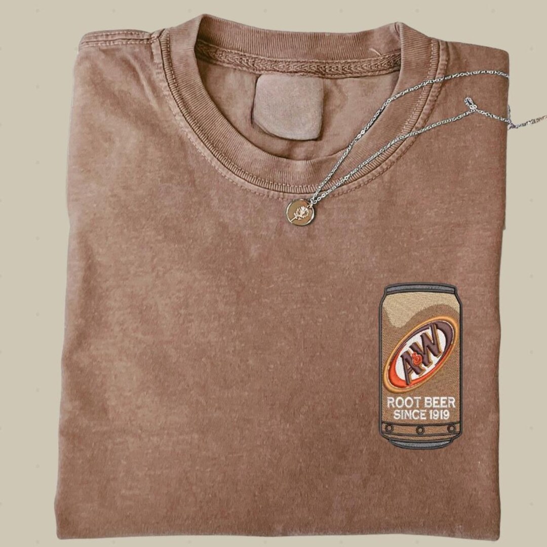 AW Root Beer Embroidered Shirt, Vintage A&W Soda Can Embroidery, Retro ...