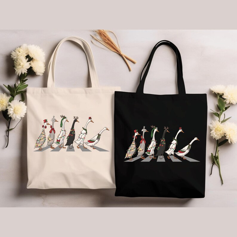Christmas Party Bags, Christmas Ducks Tote Bag, Family Gift Bag ...