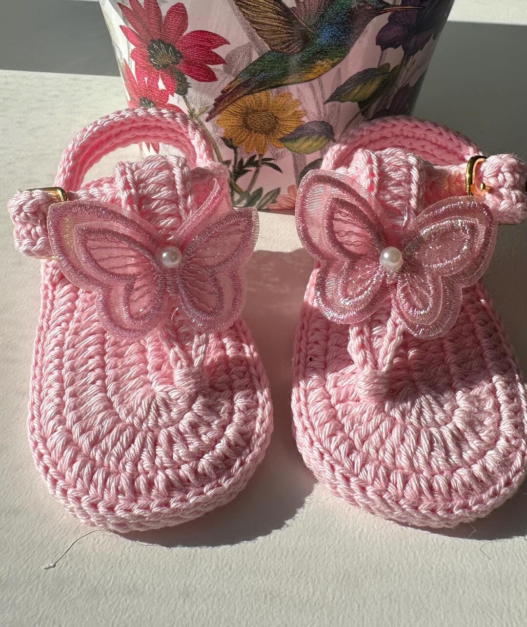 Knitpicks Baby Sandal Crochet Butterfly Pink - Etsy