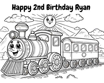 Train Coloring Page - Printable Instant Download, Train Coloring Sheet ...