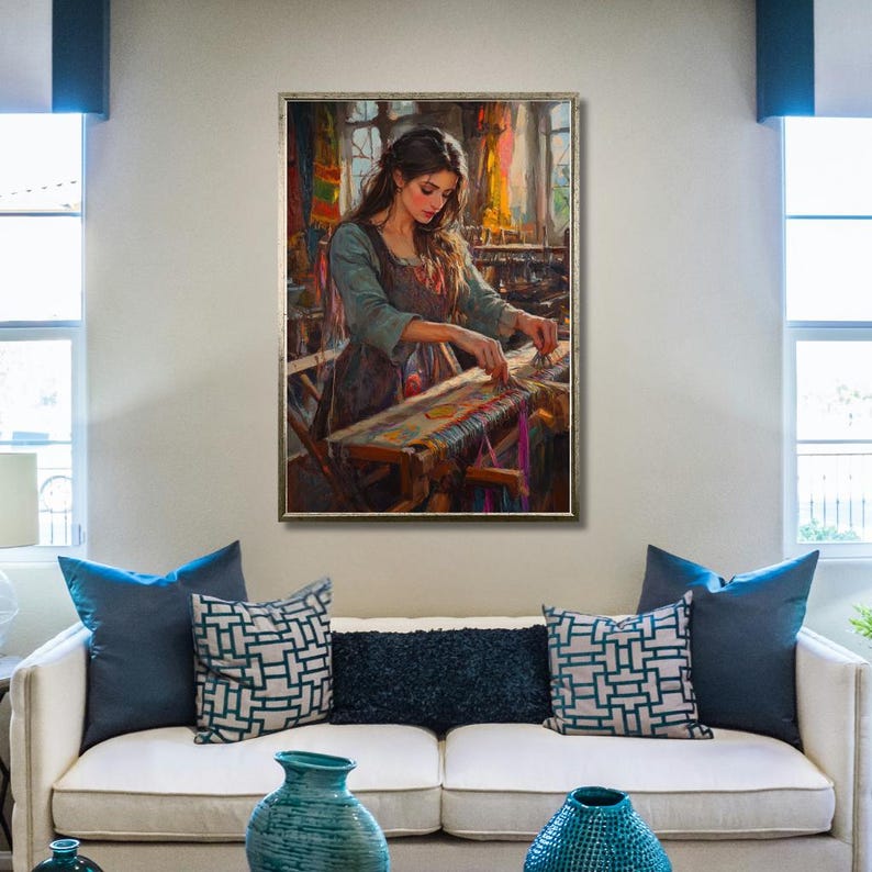 Medieval Weaver Wall Art Traditional Craft Canvas Print Artisan ...
