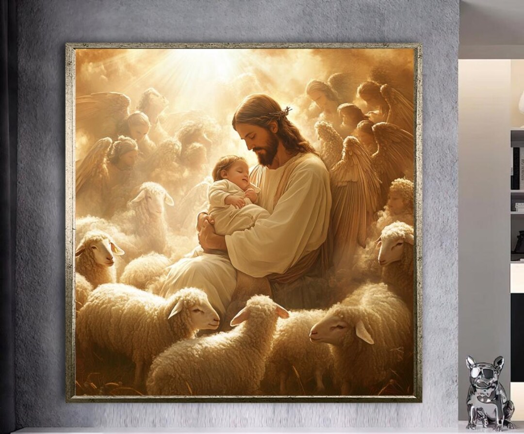 Divine Shepherd Wall Art Heavenly Light Canvas Print Spiritual Comfort ...