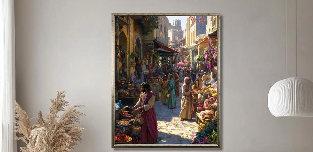 Middle Eastern Bazaar Wall Art | Traditional Market Canvas Print ...
