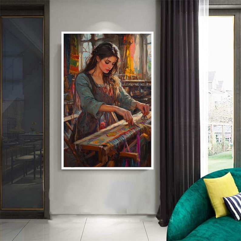 Medieval Weaver Wall Art Traditional Craft Canvas Print Artisan ...