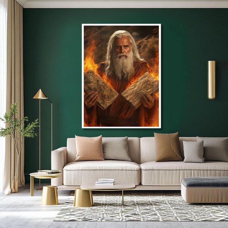 Moses Ten Commandments Wall Art Biblical Scene Canvas Print Religious ...