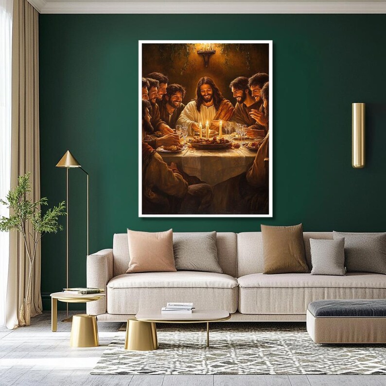 Last Supper Wall Art | Candlelit Gathering Canvas Print | Sacred Moment ...
