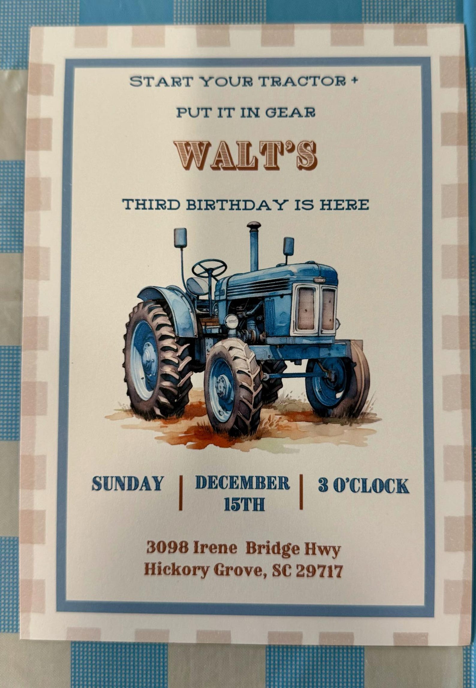 Blue Tractor Birthday Invitation DIGITAL DOWNLOAD - Etsy
