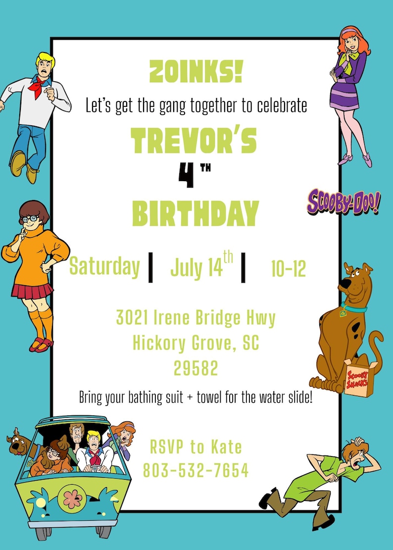 Scooby Doo Birthday Invitation - Etsy