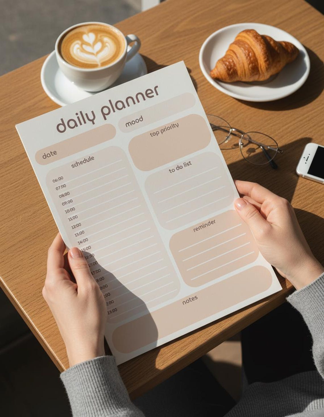 Minimalist Pink Digital Daily Planner | Hyperlinked PDF, Time Blocking ...