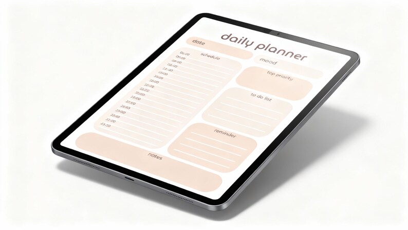 Minimalist Pink Digital Daily Planner | Hyperlinked PDF, Time Blocking ...