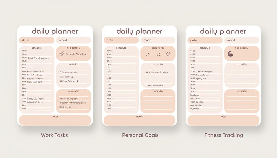 Minimalist Pink Digital Daily Planner | Hyperlinked PDF, Time Blocking ...