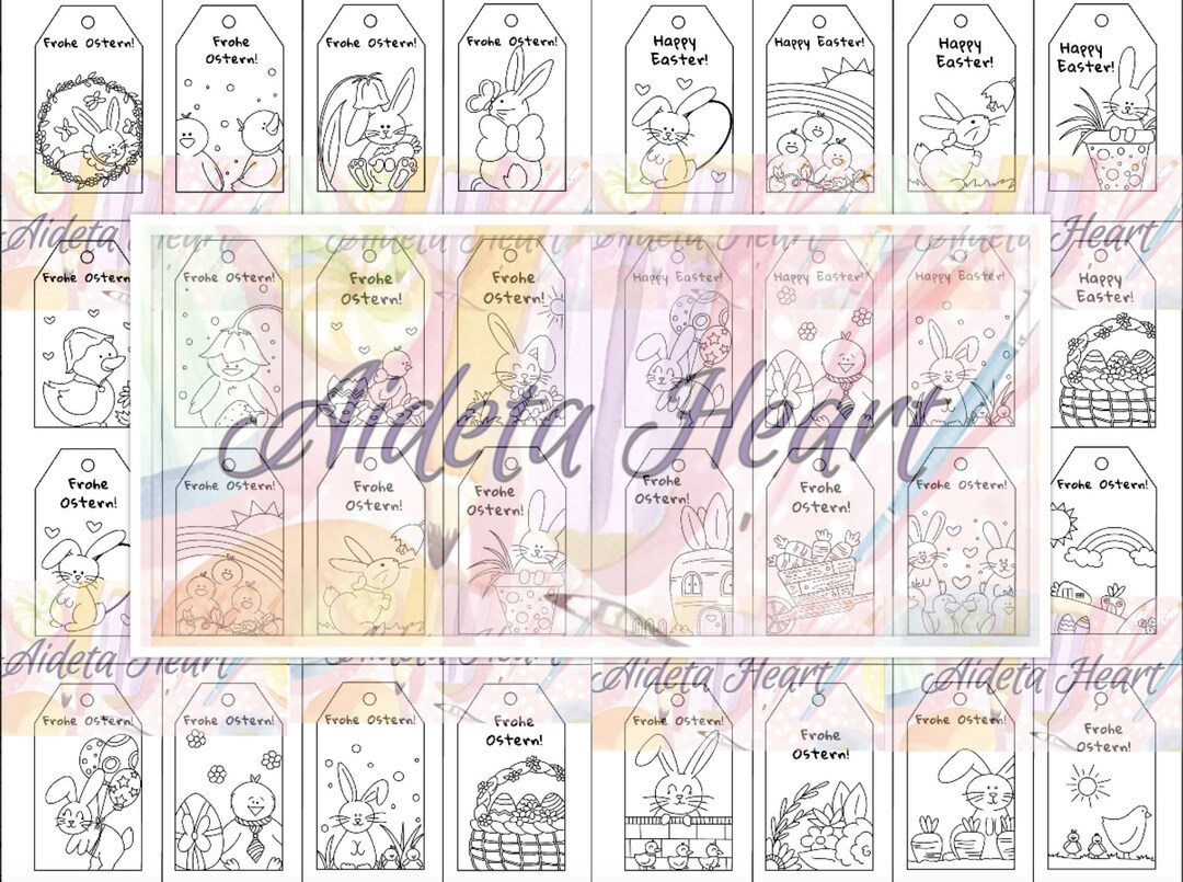 Easter Tag - OSTERN-TAG - 40 Easter Tags to Paint and Color - Printable ...