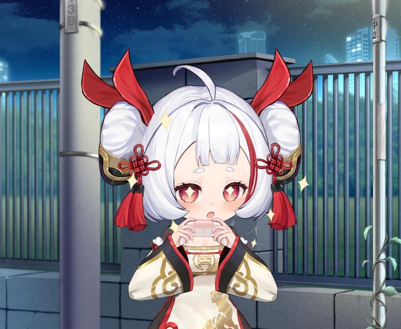 White-Haired Red-Eyed Girl & Her Giant Goldfish Live2D Model/Premium ...