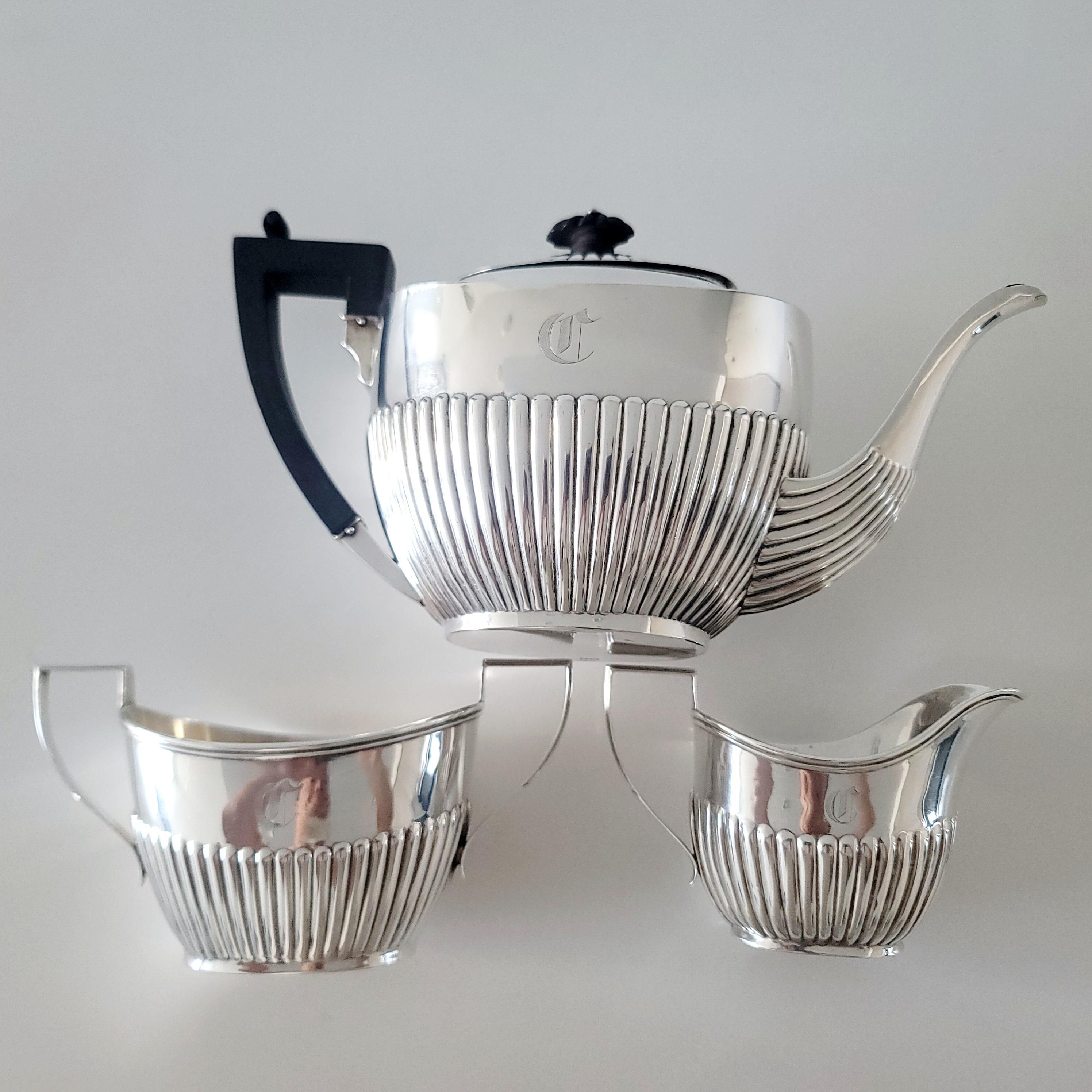 Antique Birks Sterling Silver Tea Set: Ribbed Art Deco Design. No.ss031 ...