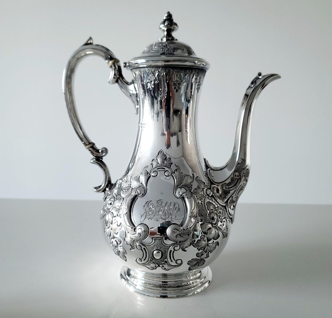 1896 Sheffield Sterling Silver Coffee Pot by RM/EH – Ornate Victorian ...